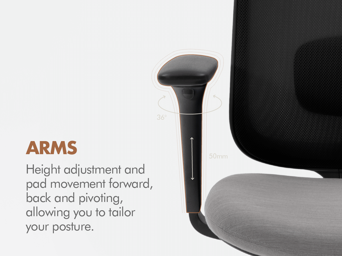 Black & Grey Desk Chair With Arms - We are Slouch