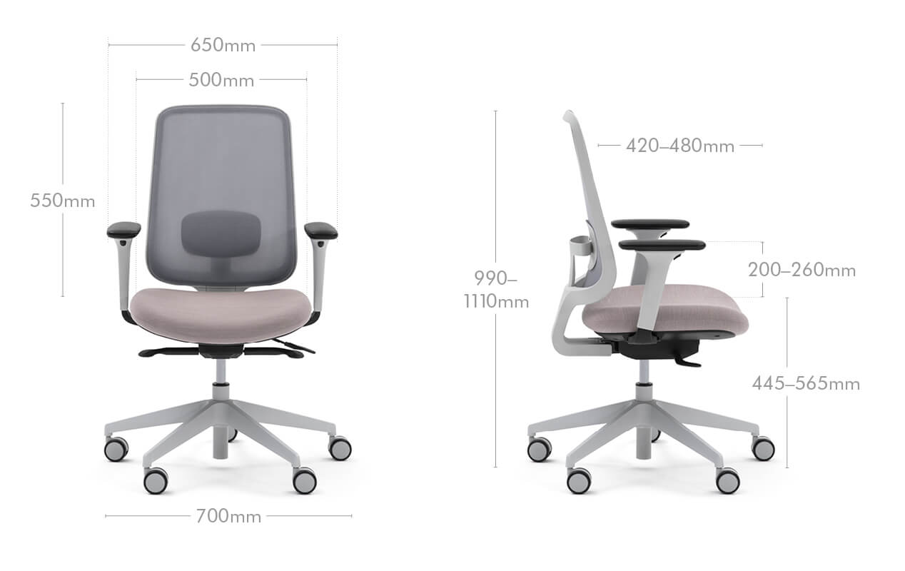 Grey Desk Chair - With Arms in Cedar - We are Slouch