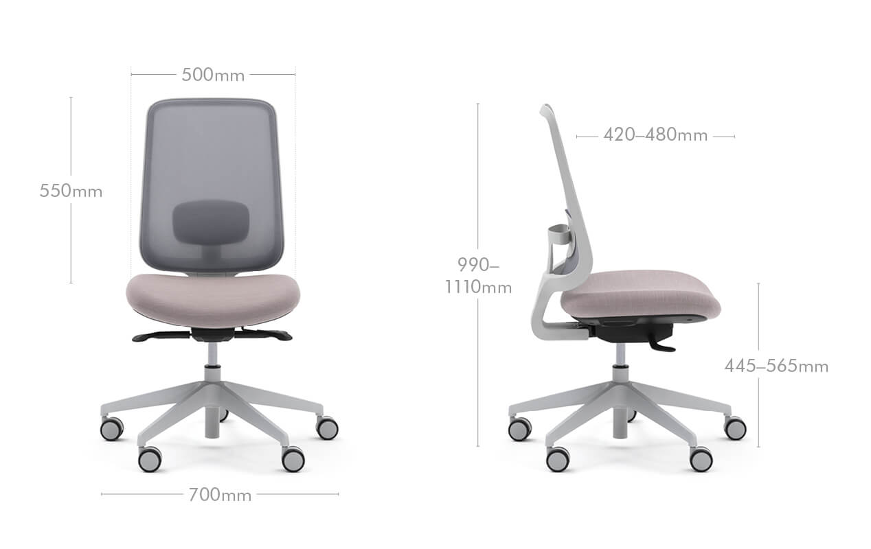 Grey Office Desk Chair - No Arms - We are Slouch