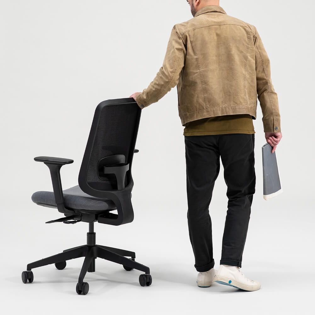 Black & Grey Desk Chair With Arms - We are Slouch