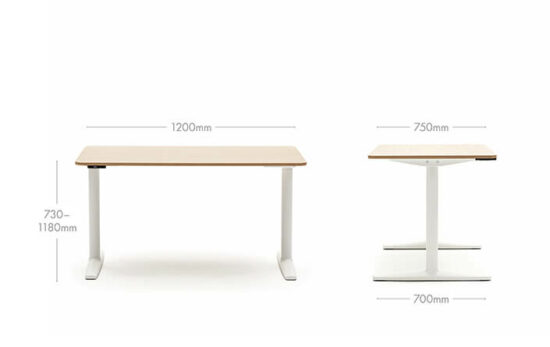 Smart White Adjustable Height Desk - 1200mm - Slouch
