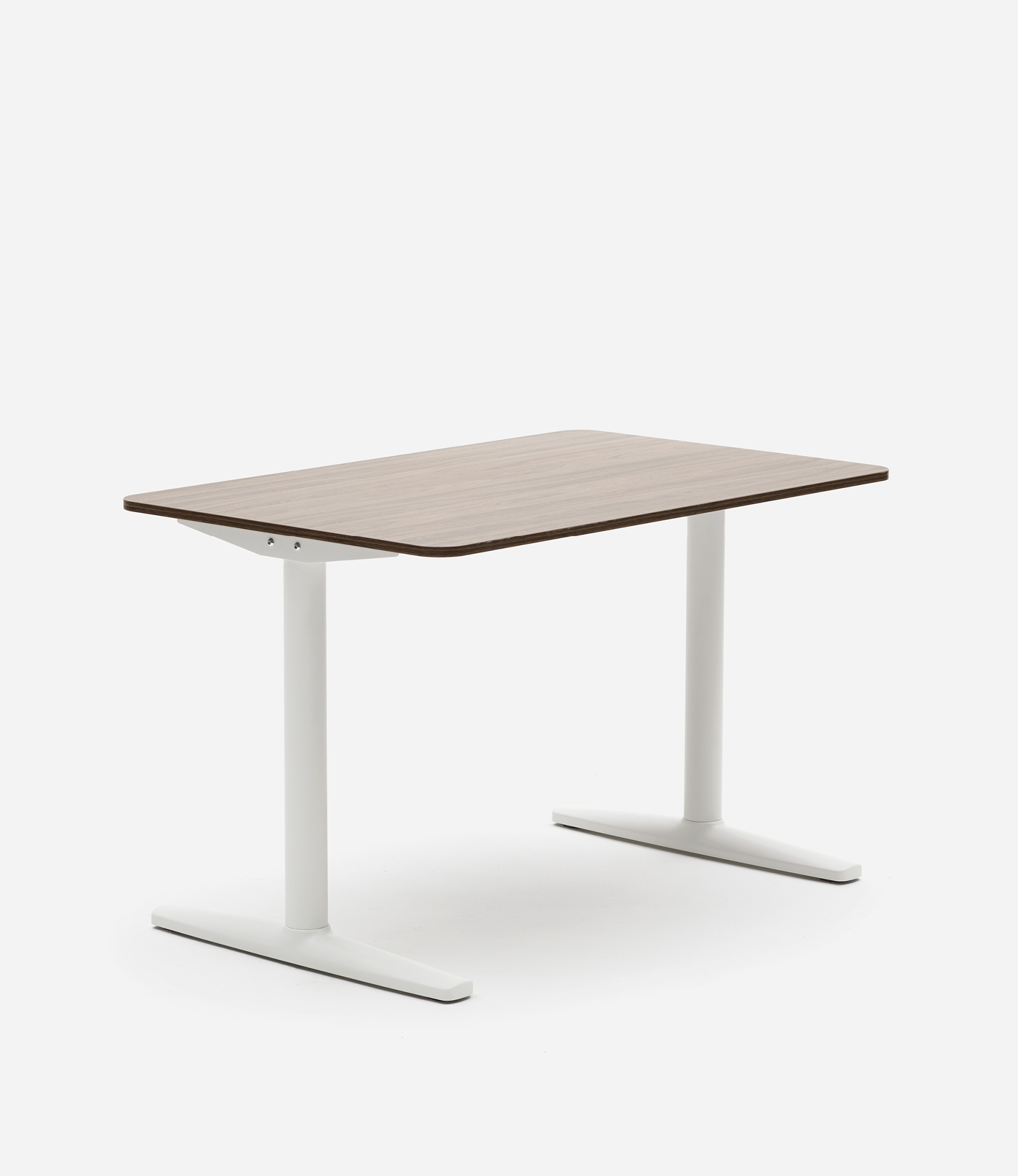 Smart White Fixed Height Desk - Walnut Top - 1200mm - Slouch
