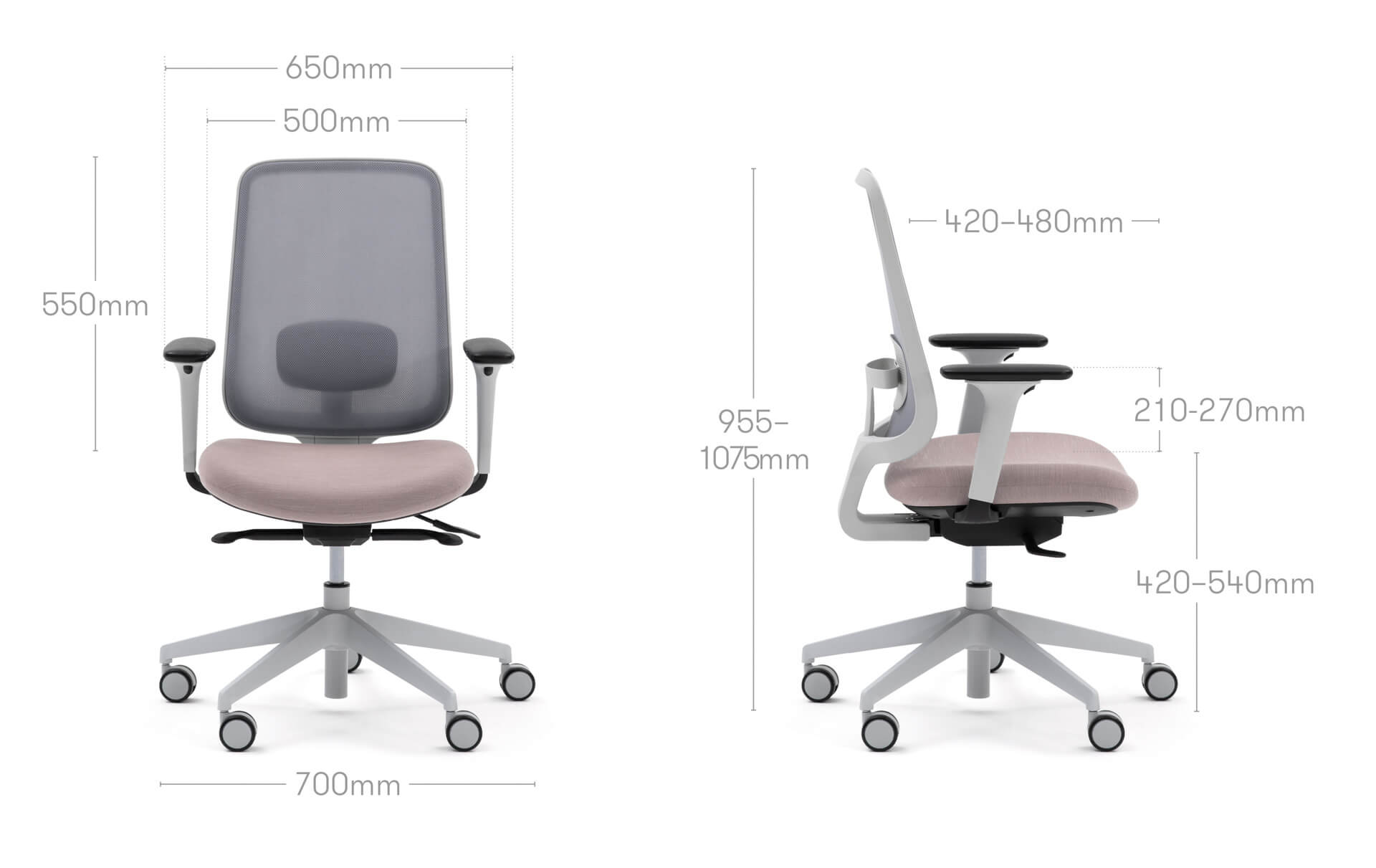 Task One Black Office Chair - With Arms & Cedar Seat - Slouch