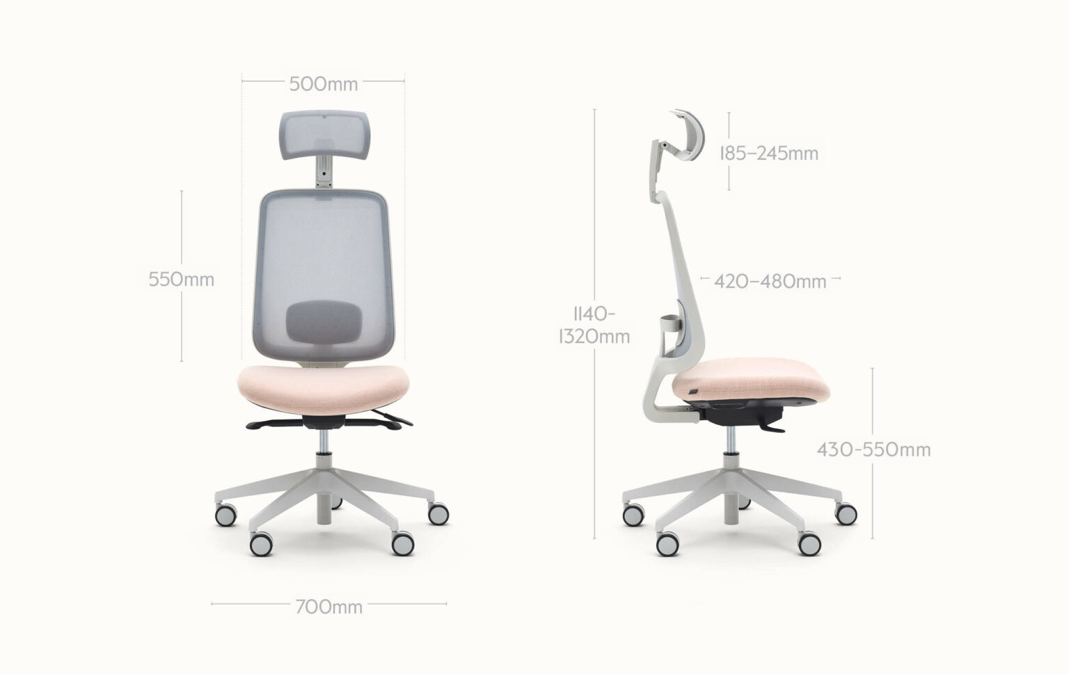 Task One Grey Office Chair - No Arms & Cedar Seat - Slouch